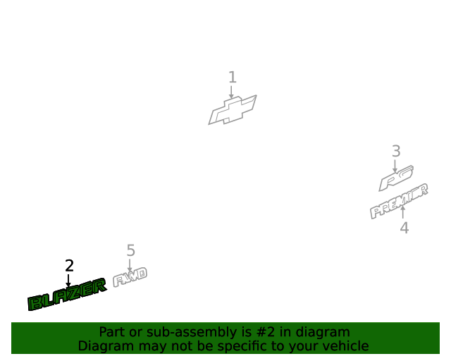 2020-2023 Chevrolet Blazer Black Liftgate Vehicle Name Plate 84188529 ...