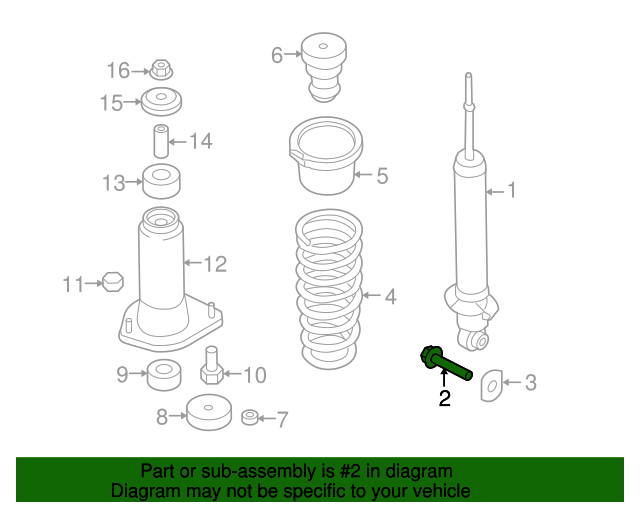 2004-2015 Mazda Strut Bolt 9YA0-2A-205 | TascaParts.com