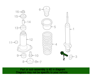 2004-2015 Mazda Strut Bolt 9YA0-2A-205 | TascaParts.com