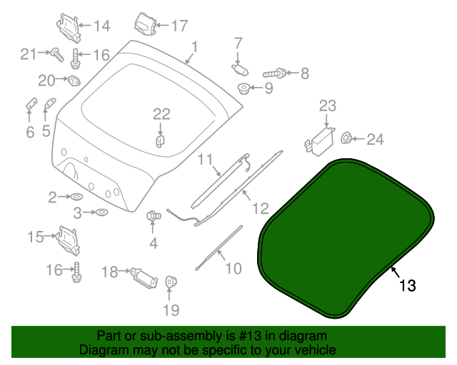 87321-J5000 - Weatherstrip 2018-2023 Kia Stinger | Kia.Parts Store