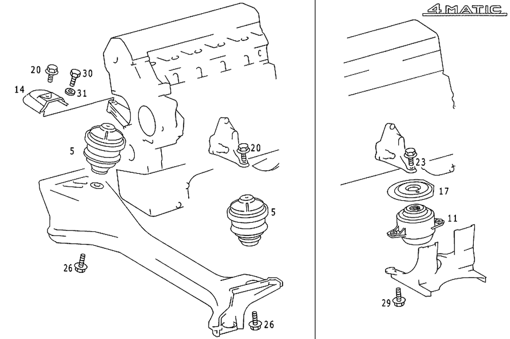 124-240-06-18 - Engine Mount 1954-1993 Mercedes-Benz | Mercedes-Benz ...