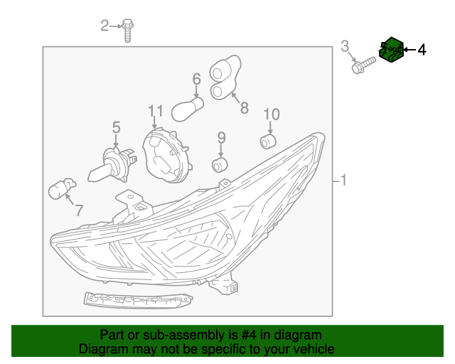 2018-2022 Hyundai Accent Headlamp Assembly Clip 92173-J0000 | QuirkParts