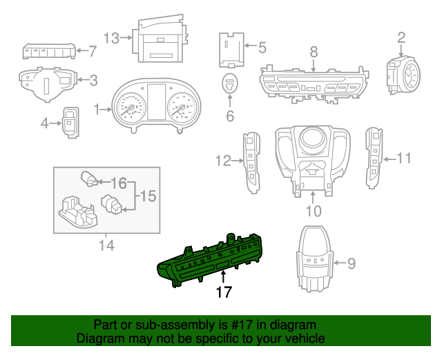 205-905-42-15 - HVAC Temperature Control Panel 2015-2023 Mercedes-Benz ...