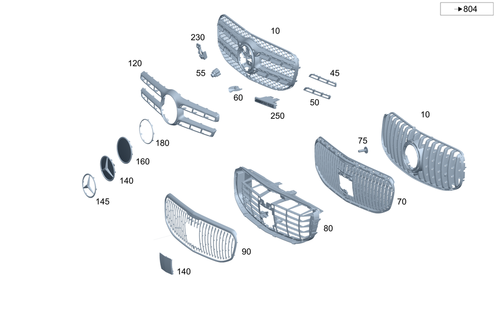 167-888-71-00 - Frame, Radiator Grille 2021-2025 Mercedes-Benz ...