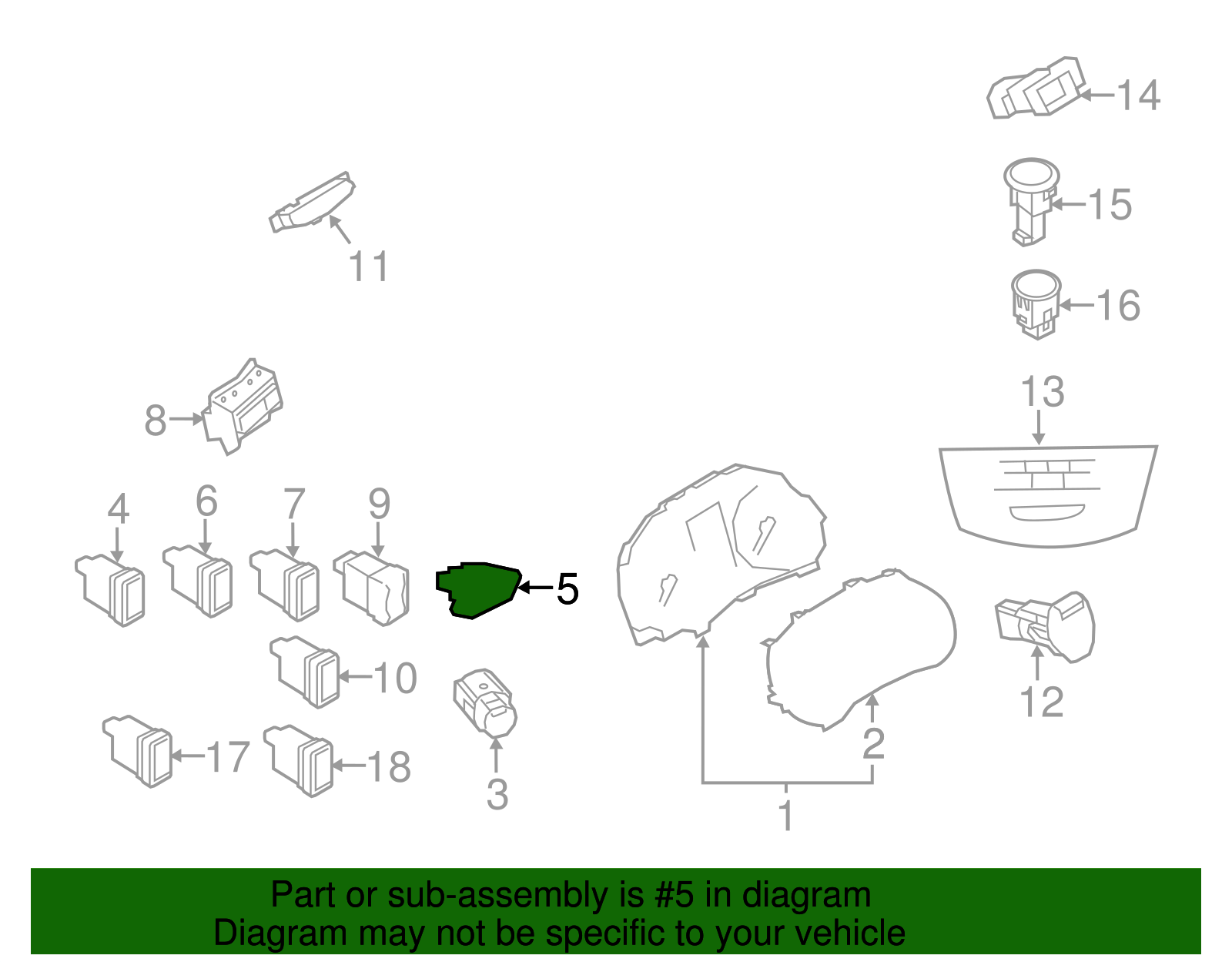2014-2020 Nissan Rogue Hazard Switch 25290-4BJ0A | QuirkParts