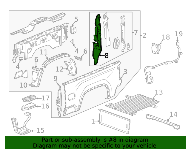 2020-2023 GM Pickup Box Passenger Side Panel Rear Outer Front Pillar ...