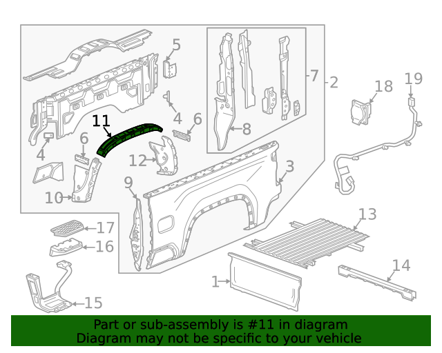 2020-2022 Chevrolet Passenger Side Truck Bed Wheel Housing Center Panel ...