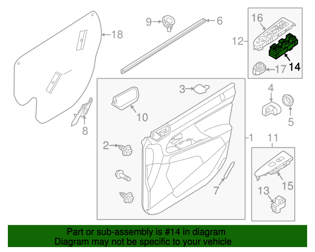 93571-3W300GAH - Window Switch 2011-2016 Kia Sportage | Kia.Parts Store