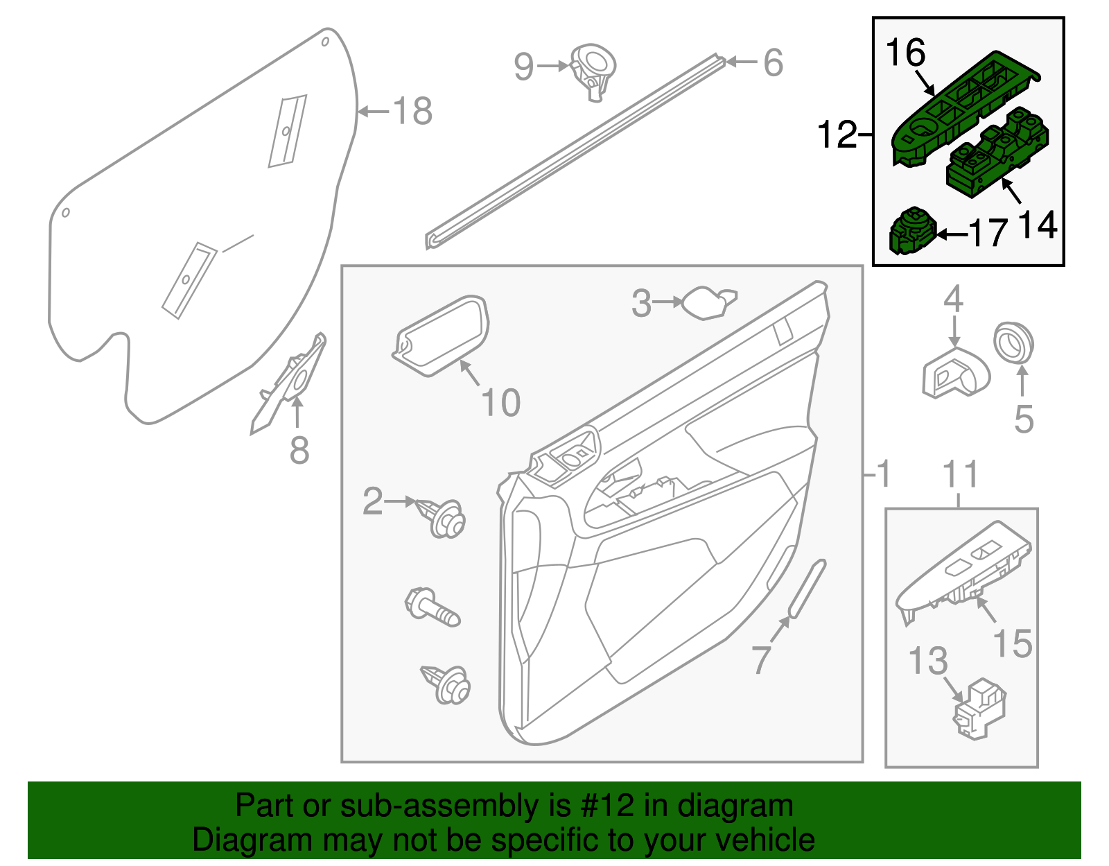 2011-2017 Kia Sportage Door Window Switch 93570-3W000GAH | OEM Parts Online