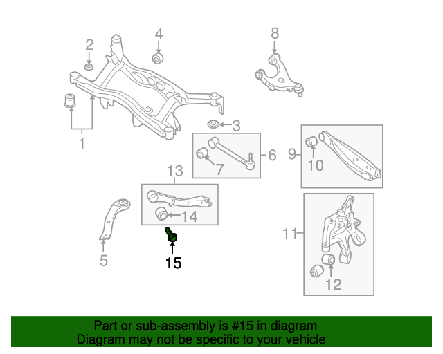 2010-2014 Subaru Trailing Arm Bolt 901000178 | Subaru Parts Store