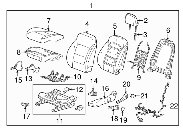 2016-2024 Chevrolet Malibu Driver Seat Cushion Frame 13525374 | QuirkParts