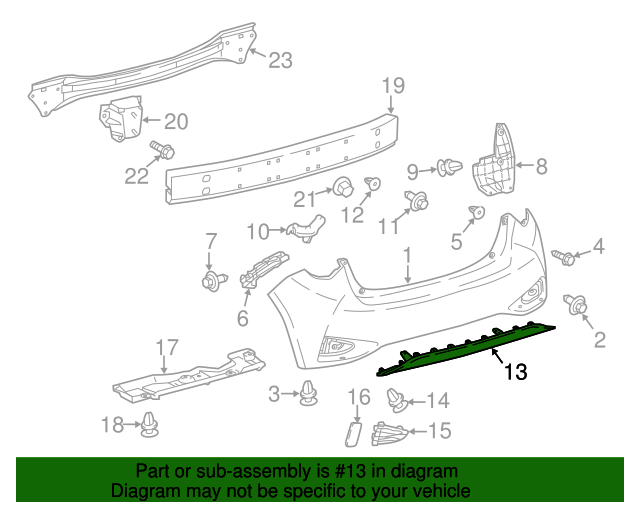 52453-0D090 - Bumper Guard - 2018 Toyota Yaris | OEM Genuine Toyota Parts