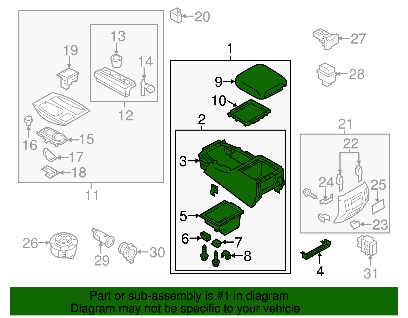 96910-5ZA1B - Seat Console 2015-2017 Infiniti QX80 | AutoNation Parts