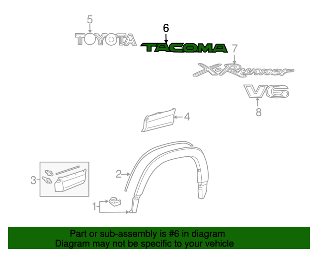 2005-2010 Toyota Tacoma Nameplate 75427-04020-C0 | Toyota Parts Center