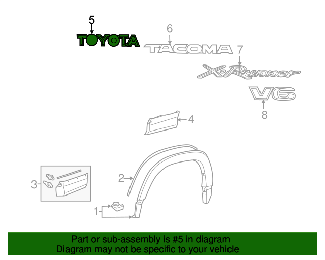 2011-2013 Toyota Tacoma Black Tacoma Nameplate 75471-04040-C1 ...