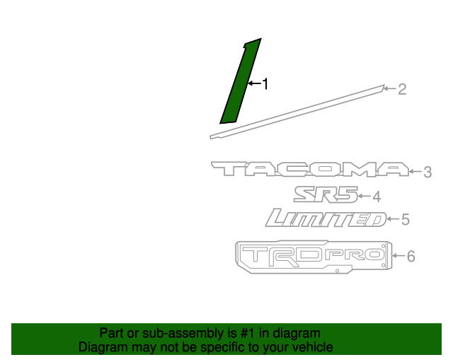 2016-2019 Toyota Tacoma Black Out Tape 75921-04010 | Toyota Parts Center