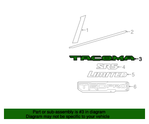2021 Toyota Tacoma Nameplate 75428-04030 | Toyota Parts Center