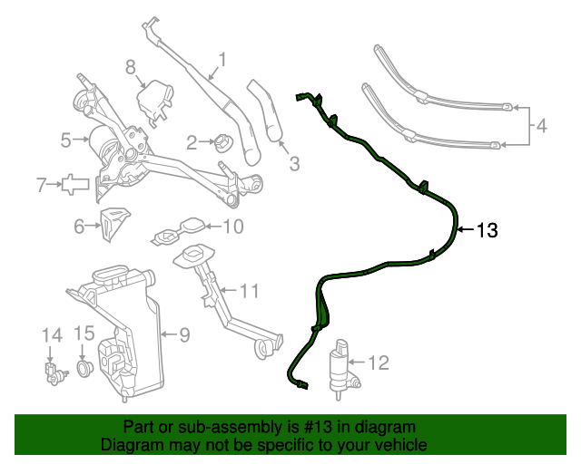 253-860-23-00 - Windshield Washer Hose 2016-2023 Mercedes-Benz ...