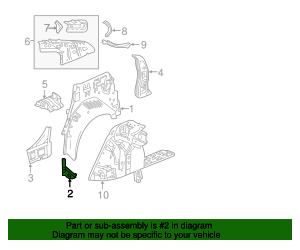2016-2019 Chevrolet Cruze Passenger Side Body Side Lower Inner Panel ...