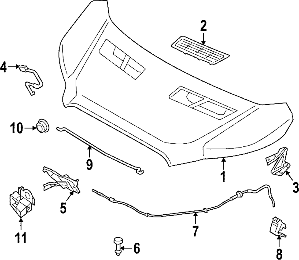 CK4Z-16D678-A - Hood / Trunk Prop Rod Bracket 2015-2024 Ford | Big 3 ...