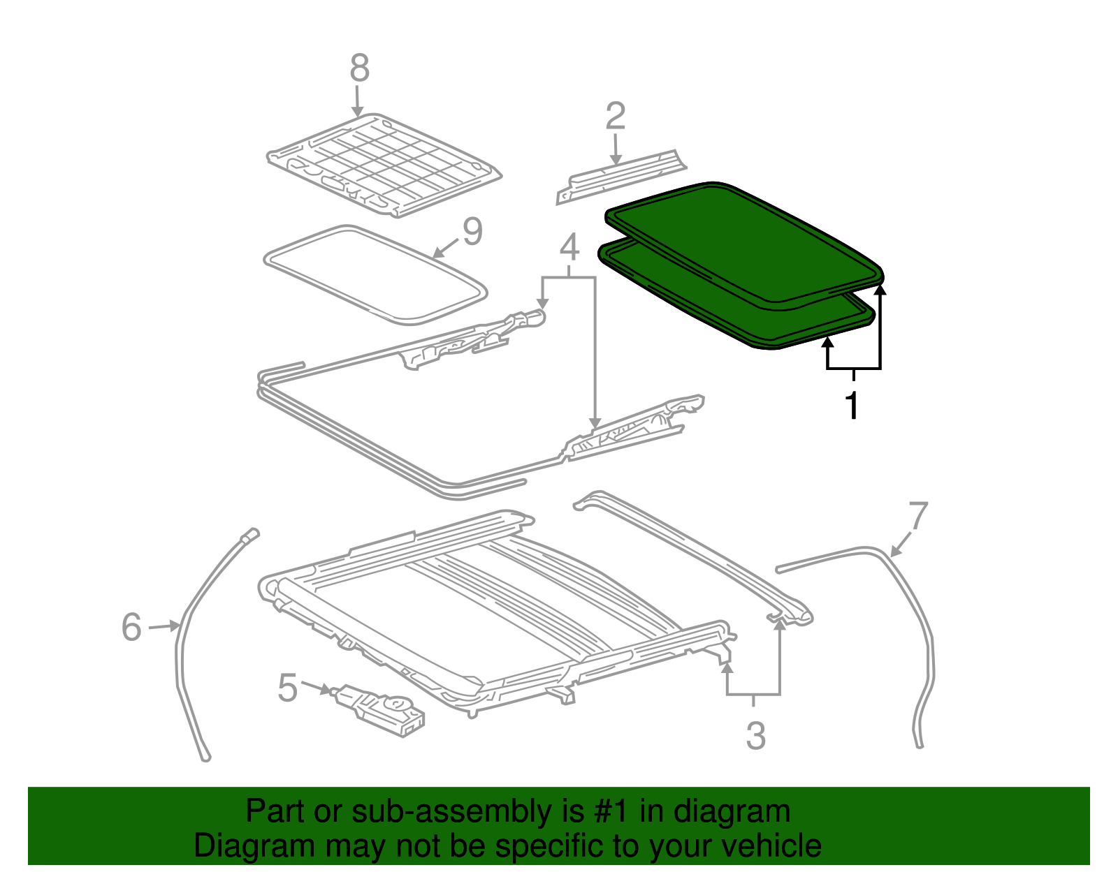 63201-0E030 - 2004-2013 Toyota Highlander - Sunroof Glass | Sparks Parts