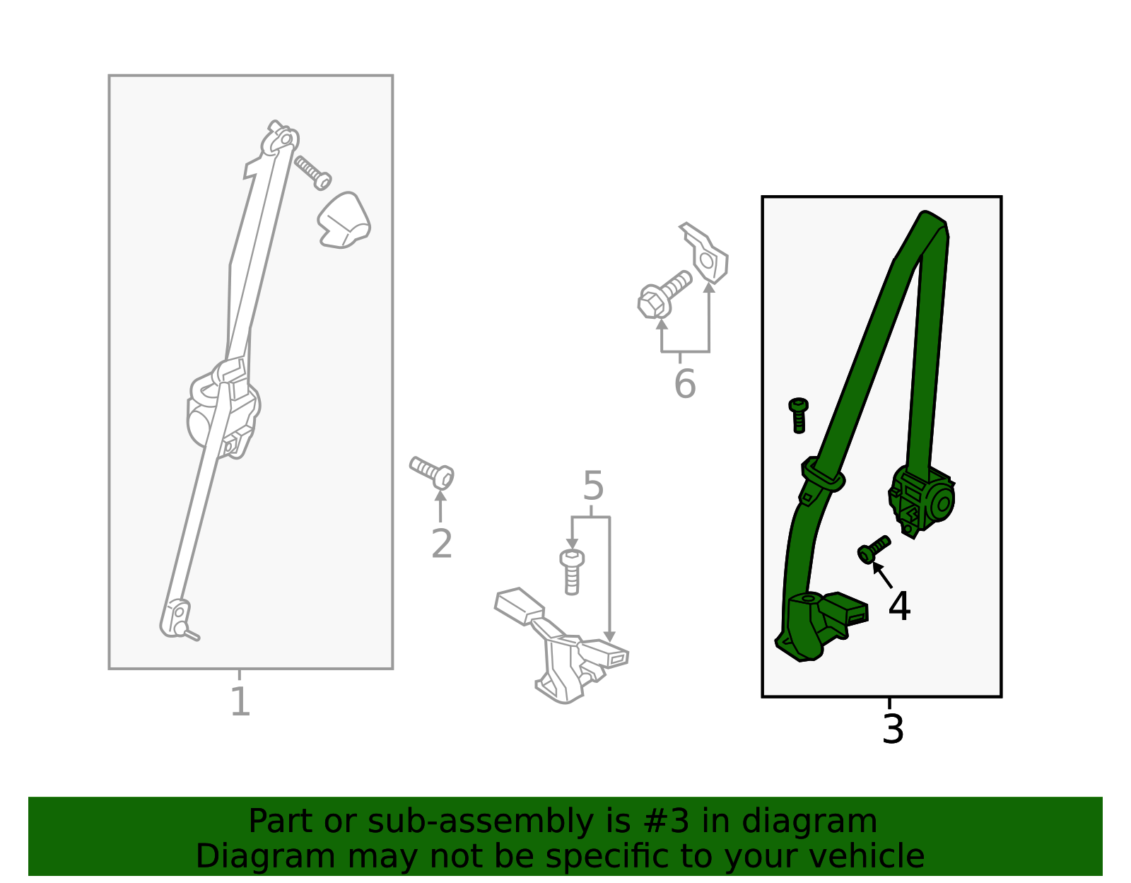 KB3Z-26611B64-AC - Center Belt Assembly 2019-2024 Ford Ranger | Ford ...