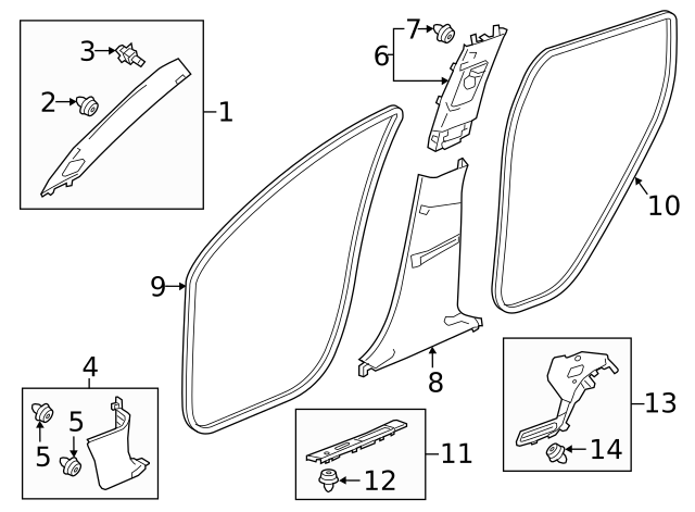 72355-TJB-A01 - Front Weather-Strip 2019-2024 Acura RDX | My Acura Parts