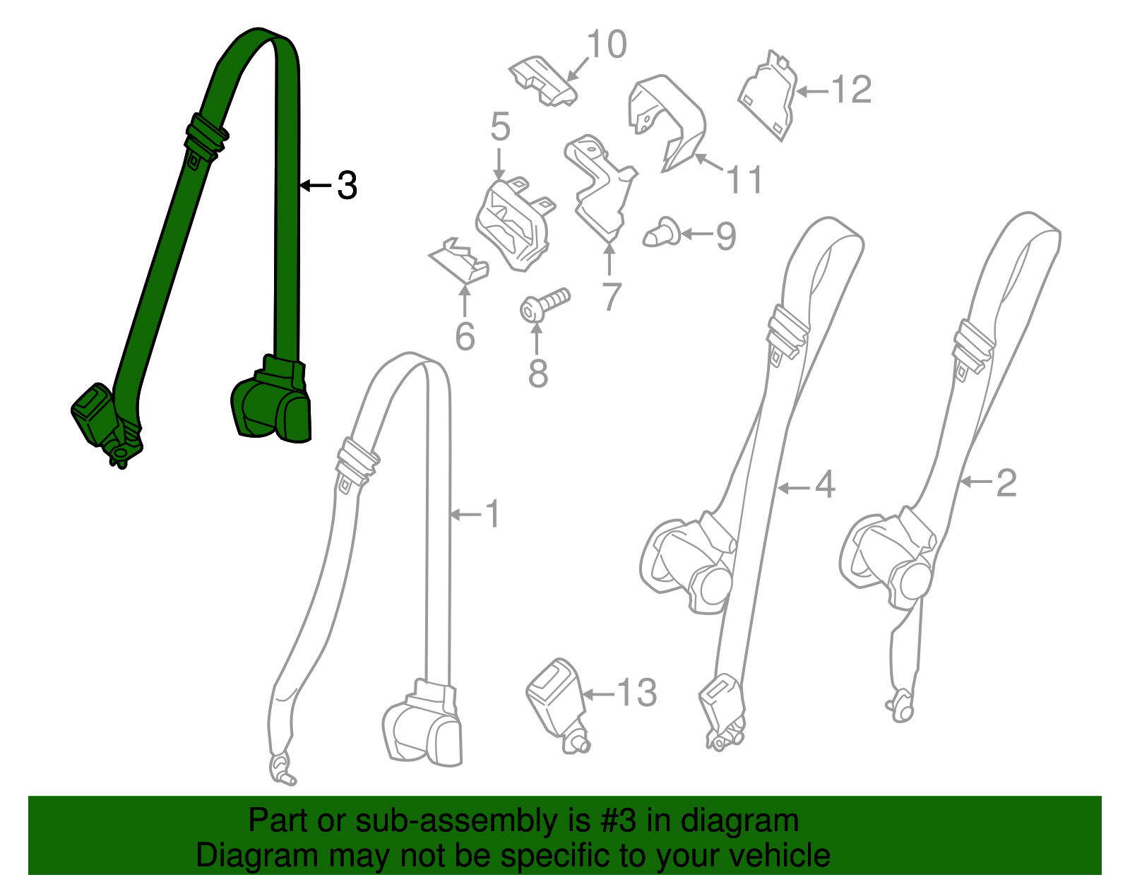 CK4Z-14611B68-EA - 2015-2023 Ford - Center Belt Assembly | My Ford Parts