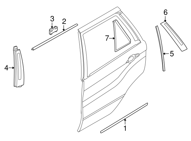 2007-2013 BMW X5 Body Side Molding 51-13-7-158-536 | OEM Vehicle Parts