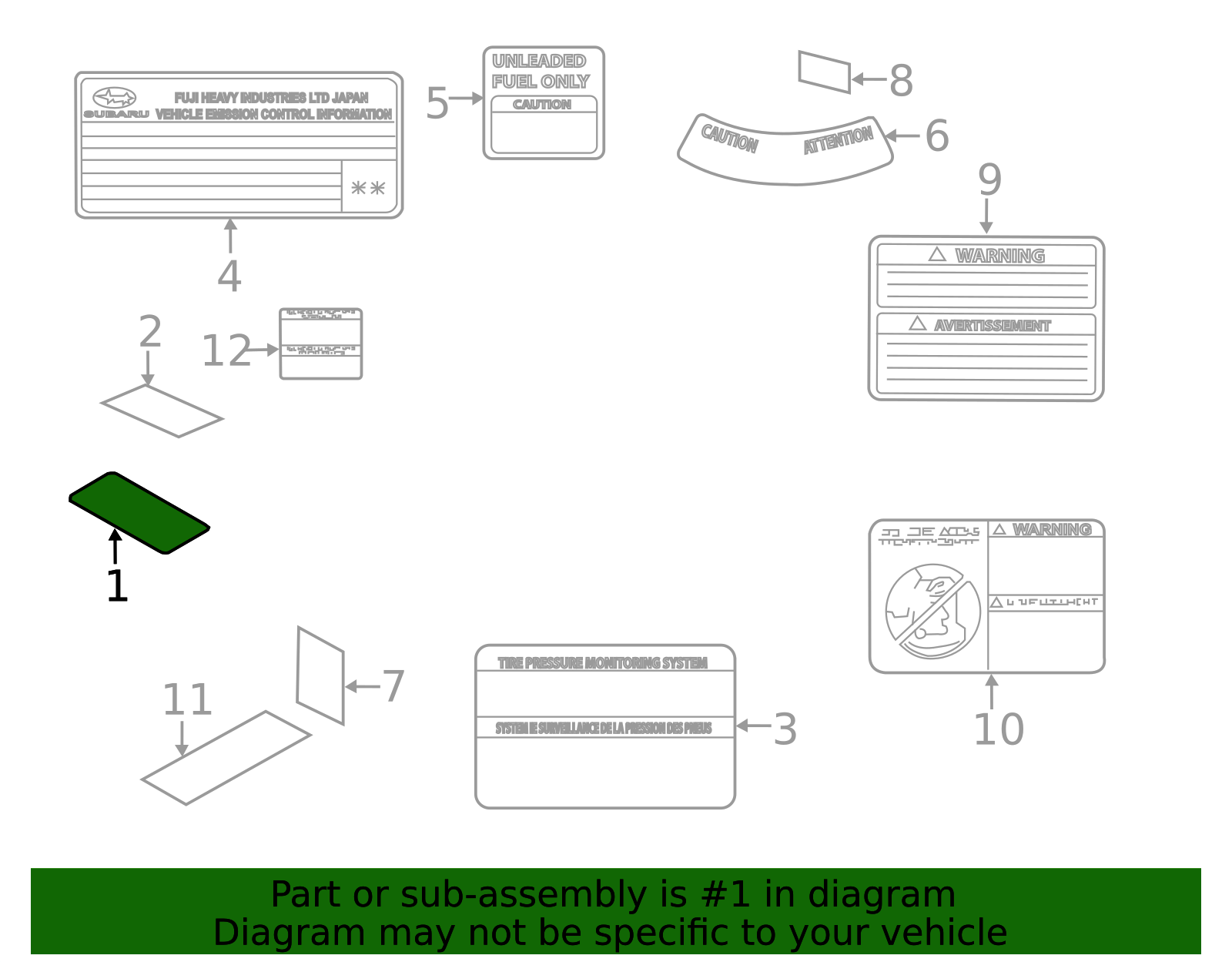 2020-2025 Subaru AC Label 73772AN00A | Subaru Parts Plus