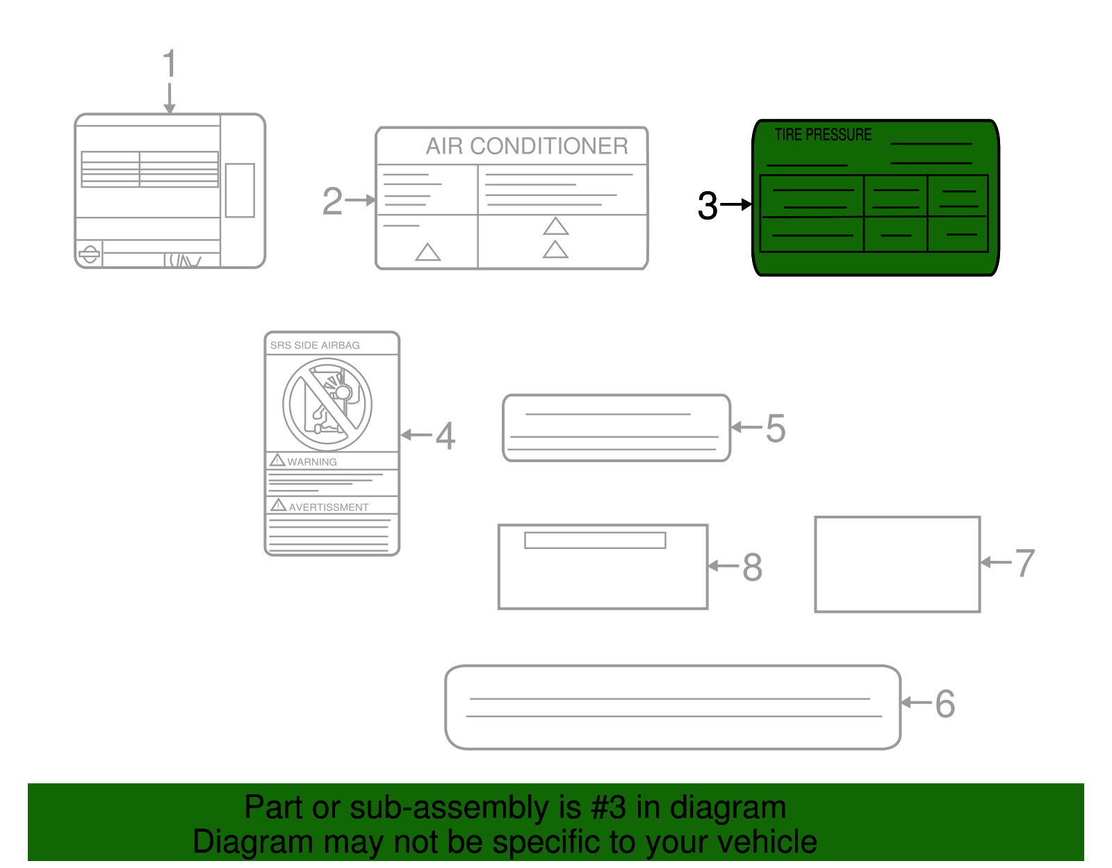 2015-2019 Nissan Tire Info Label 99090-3WC2A | Melloy Nissan Parts