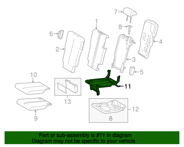 2011-2020 Toyota Sienna Cushion Frame 79101-08020 | Toyota Parts Center