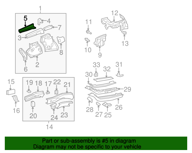 2008-2015 Toyota Upper Rail 53733-0T011 | Toyota Parts Center