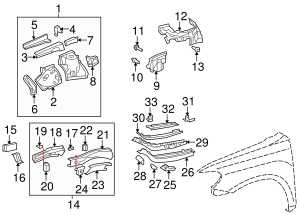 53836-0E040 - Inner Reinforced Support Bracket - 2008-2013 Toyota ...