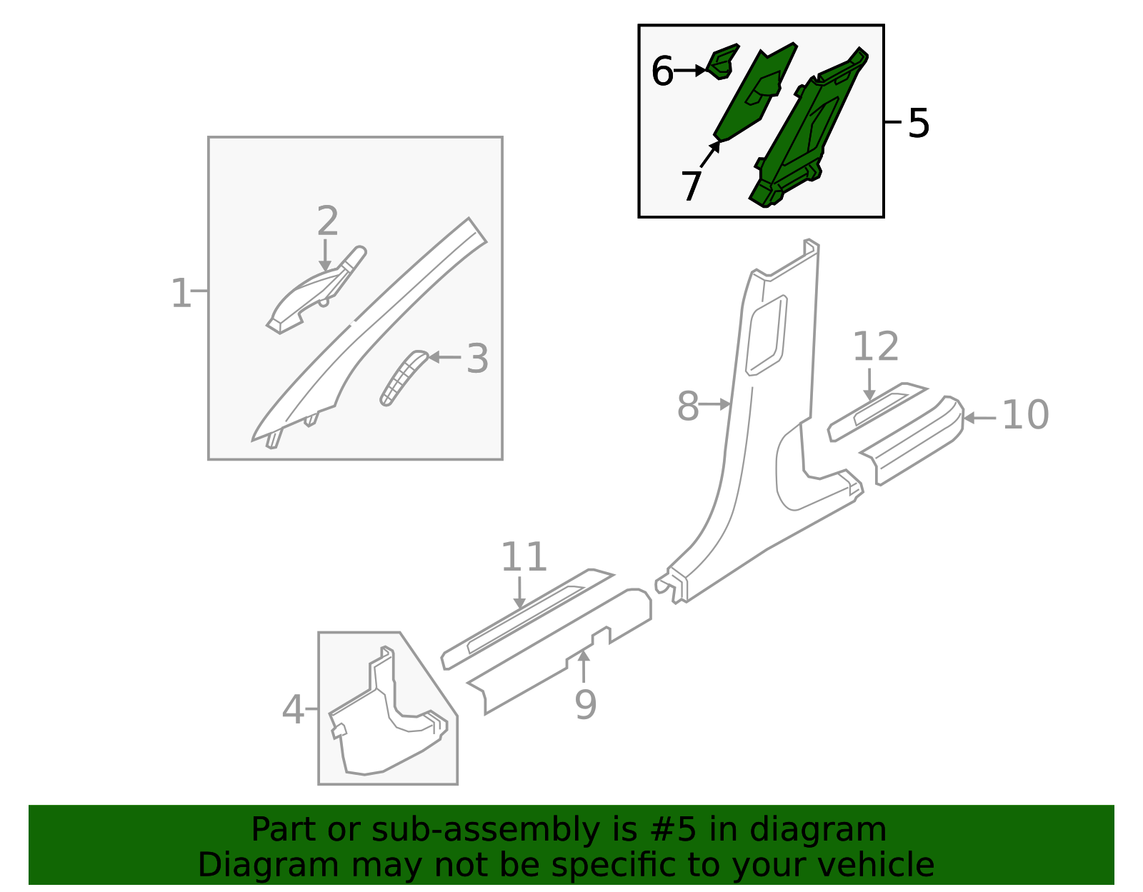 2022-2024 Hyundai Tucson Upper Center Pillar Trim 85840-CW000-MMH ...