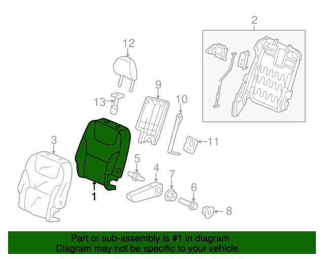 81322-TK8-A01 - Seat Back Pad 2011-2017 Honda Odyssey | Honda Parts Online