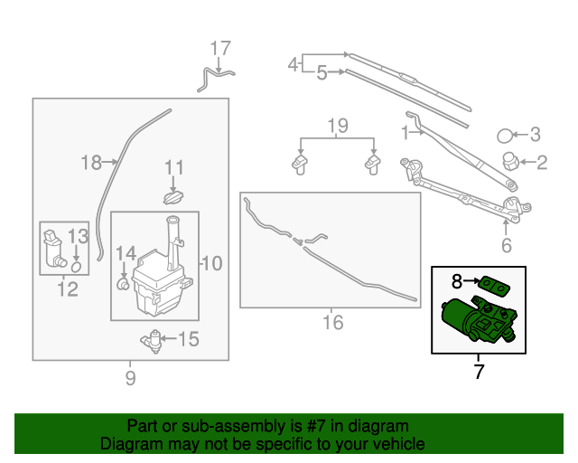 2010-2015 Hyundai Sonata Windshield Wiper Motor 98110-1U000 ...