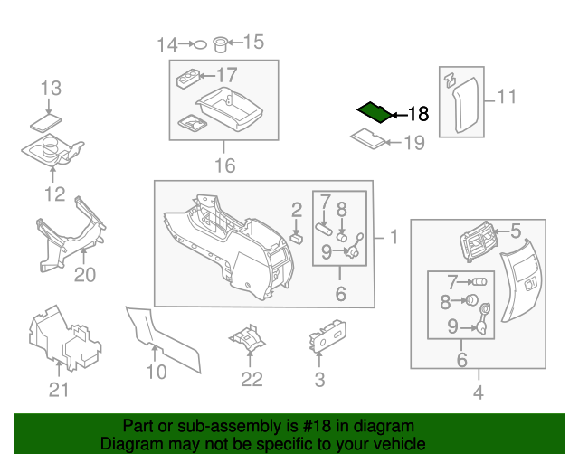 2007-2010 Ford Edge Lincoln MKX Center Console Bin Bottom Liner Black ...
