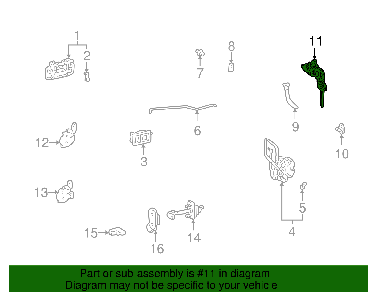 1995-2004 Toyota Tacoma Door Lock Cylinder (Left) 69052-35070 | TOYOTA ...