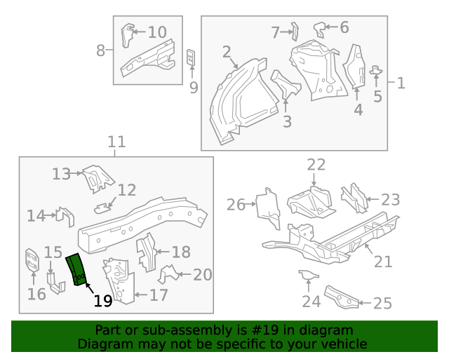 2020-2023 Cadillac XT6 Driver Side Fender Rail Mount Plate 84526307 ...