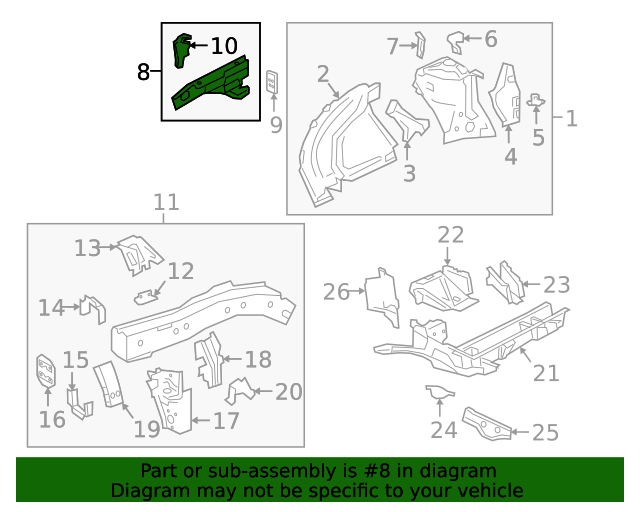 2020-2023 Cadillac XT6 Passenger Side Front Compartment Upper Side Rail ...