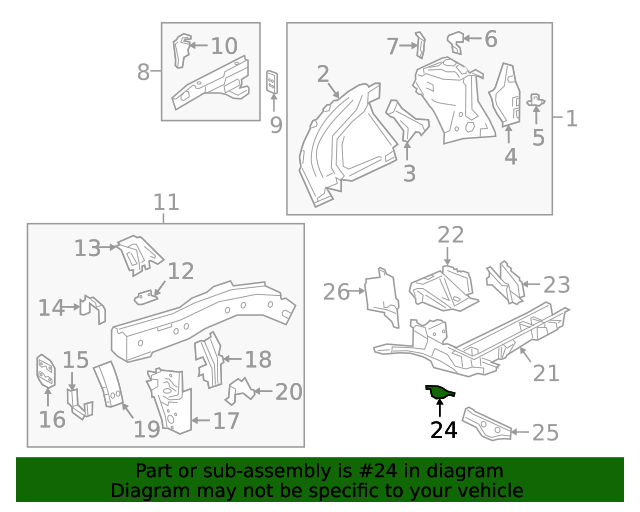 2017-2023 GM Passenger Side Engine Compartment Side Rail Bracket ...