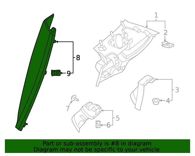 2019-2020 Volvo XC40 Lock Pillar Trim 31469188 | TascaParts.com