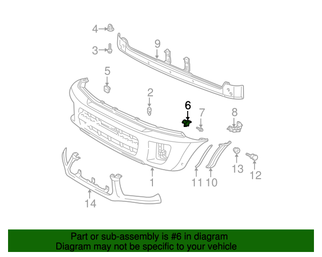 52145-42020 - Bumper Cover Reinforcement Beam Bracket - 2001-2003 ...