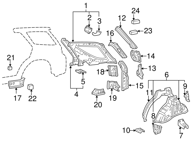 61655-48010 - Wheel Housing Bracket 1999-2009 Lexus | AutoNationParts.com