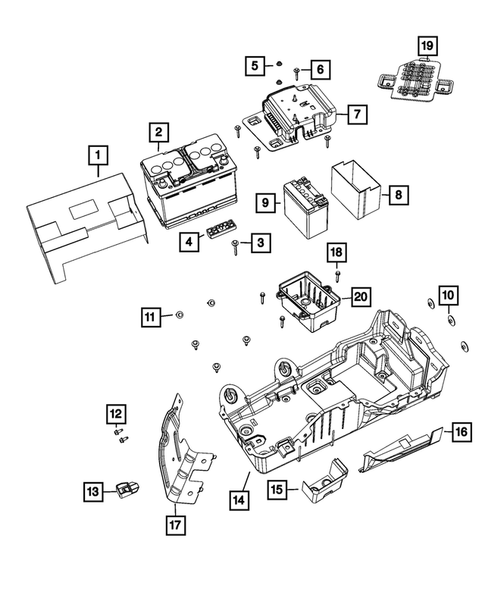 Battery, Battery Tray and Cables for 2020 Jeep Wrangler | Mopar OEM ...