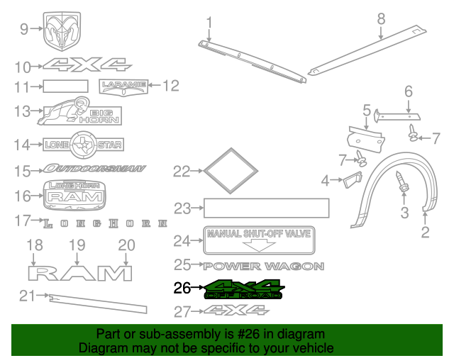 2016-2021 Ram Decal 6CW53HA5AA | TascaParts.com