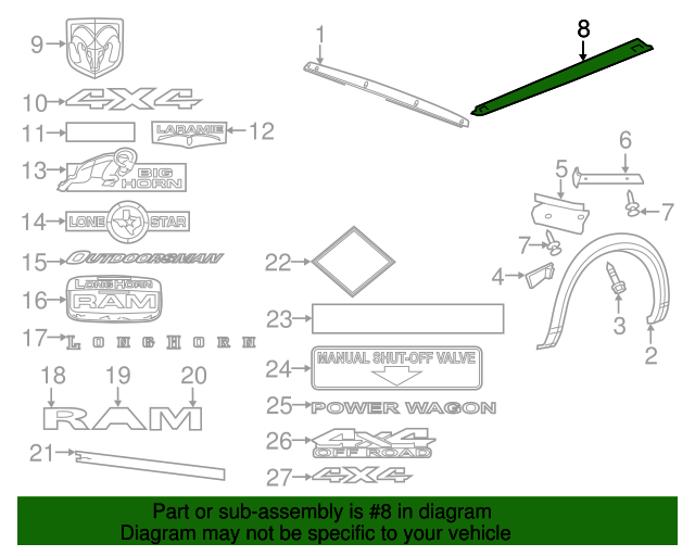 2009-2020 Mopar Rail Cover 68375107AA | TascaParts.com