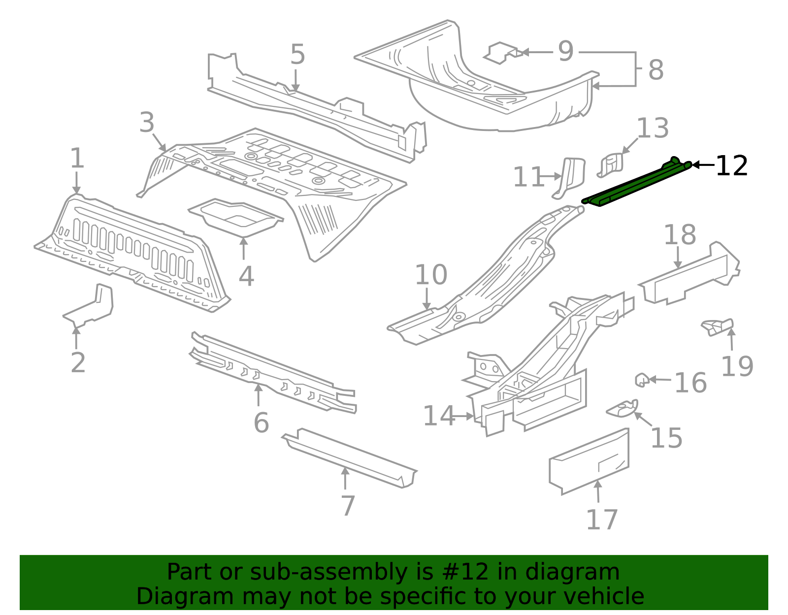 42651221 - Passenger Side Rear Compartment Floor Panel Rear Rail 2022 ...