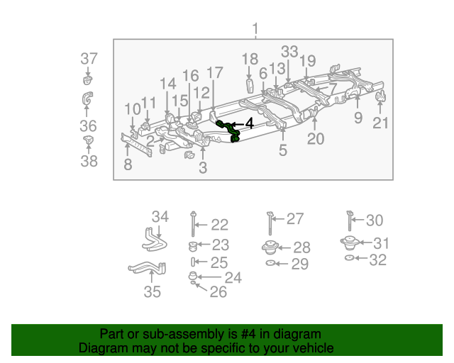 51203-0C021 - Cross-Member - 2000-2004 Toyota | OEM Genuine Toyota Parts
